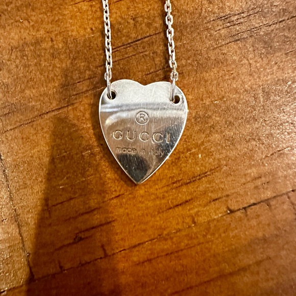 Gucci | Jewelry | Gucci Trademark Heart Sterling Silver Necklace | Poshmark